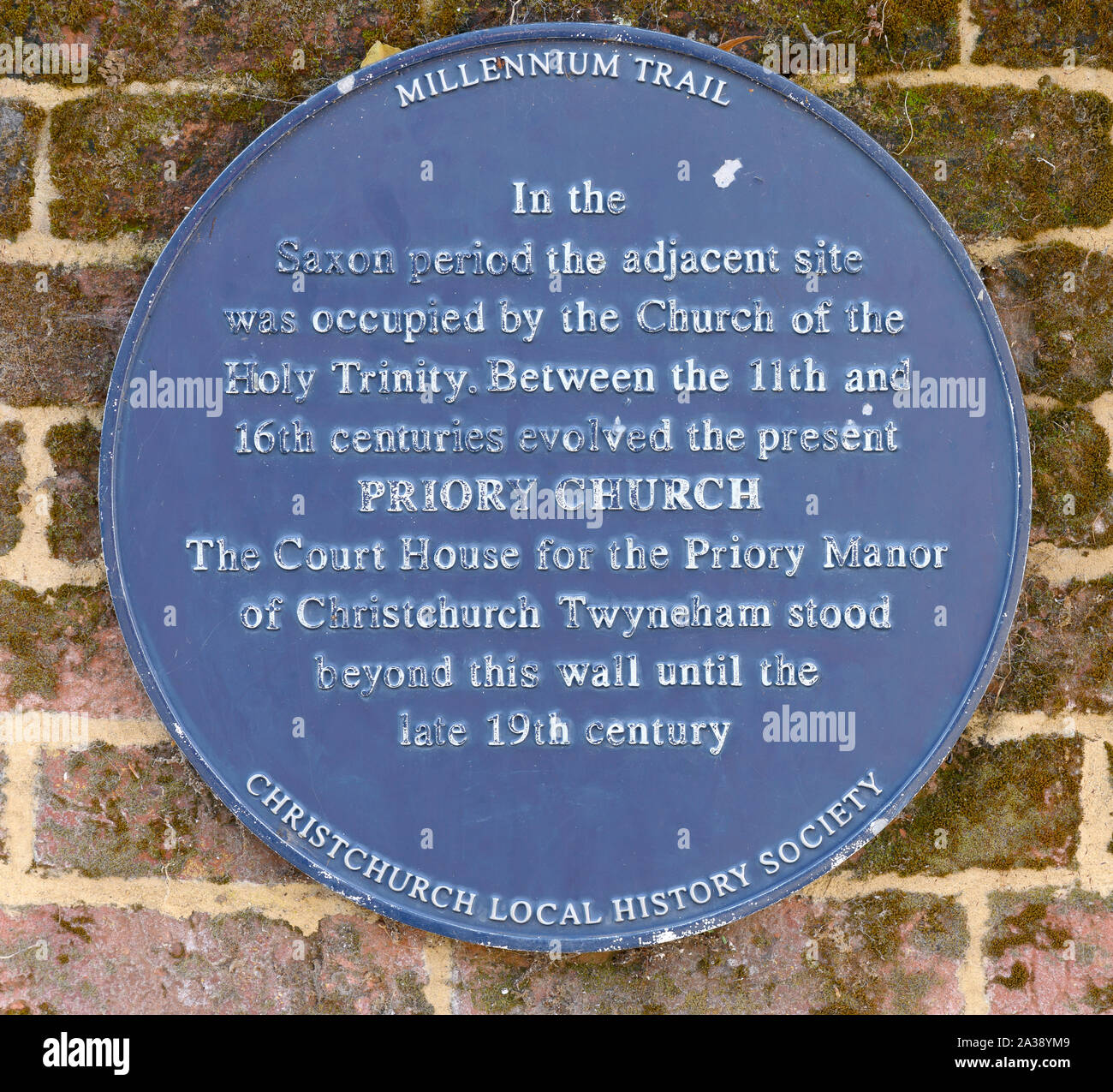 Heritage blue plaque Christchurch Priory, Christchurch, Dorset, England ...
