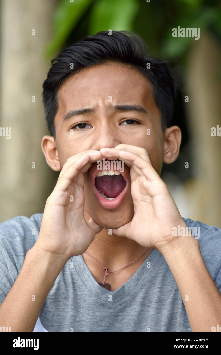 An A Diverse Boy Shouting Stock Photo - Alamy