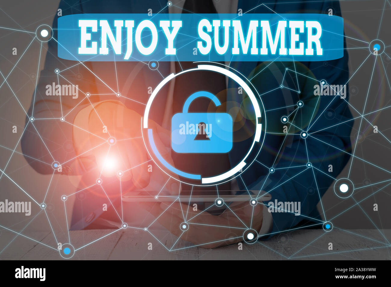 Text sign showing Enjoy Summer. Business photo showcasing taking a ...