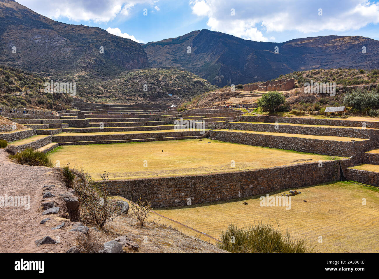 Inca stone terraces at the Tipon archaeological site, just south of ...