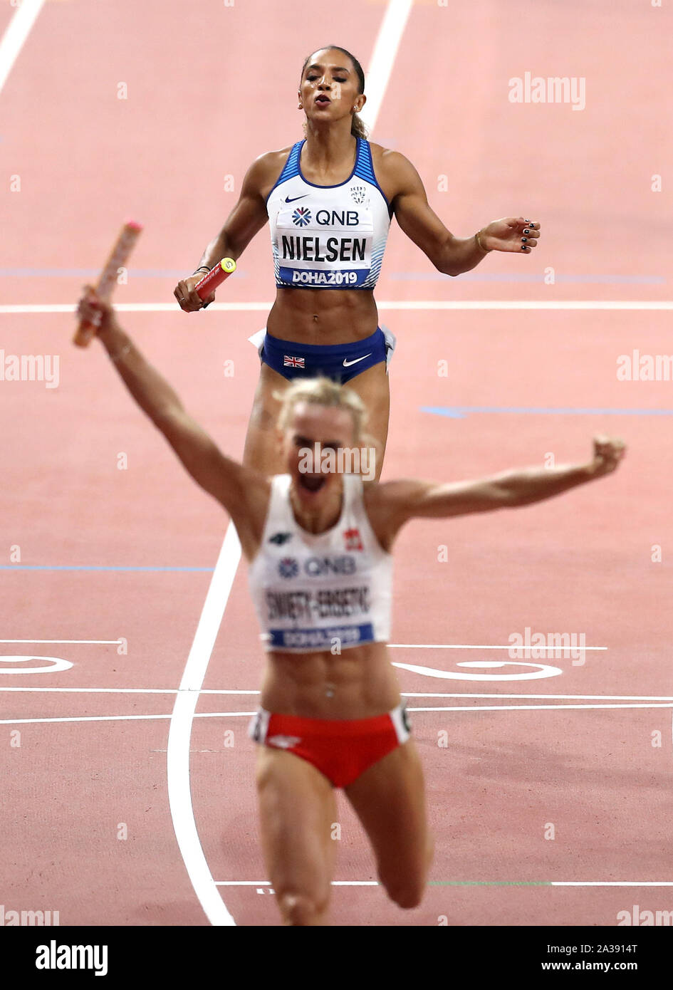 Great Britain's Laviai Nielsen reacts after finishing fourth in the ...