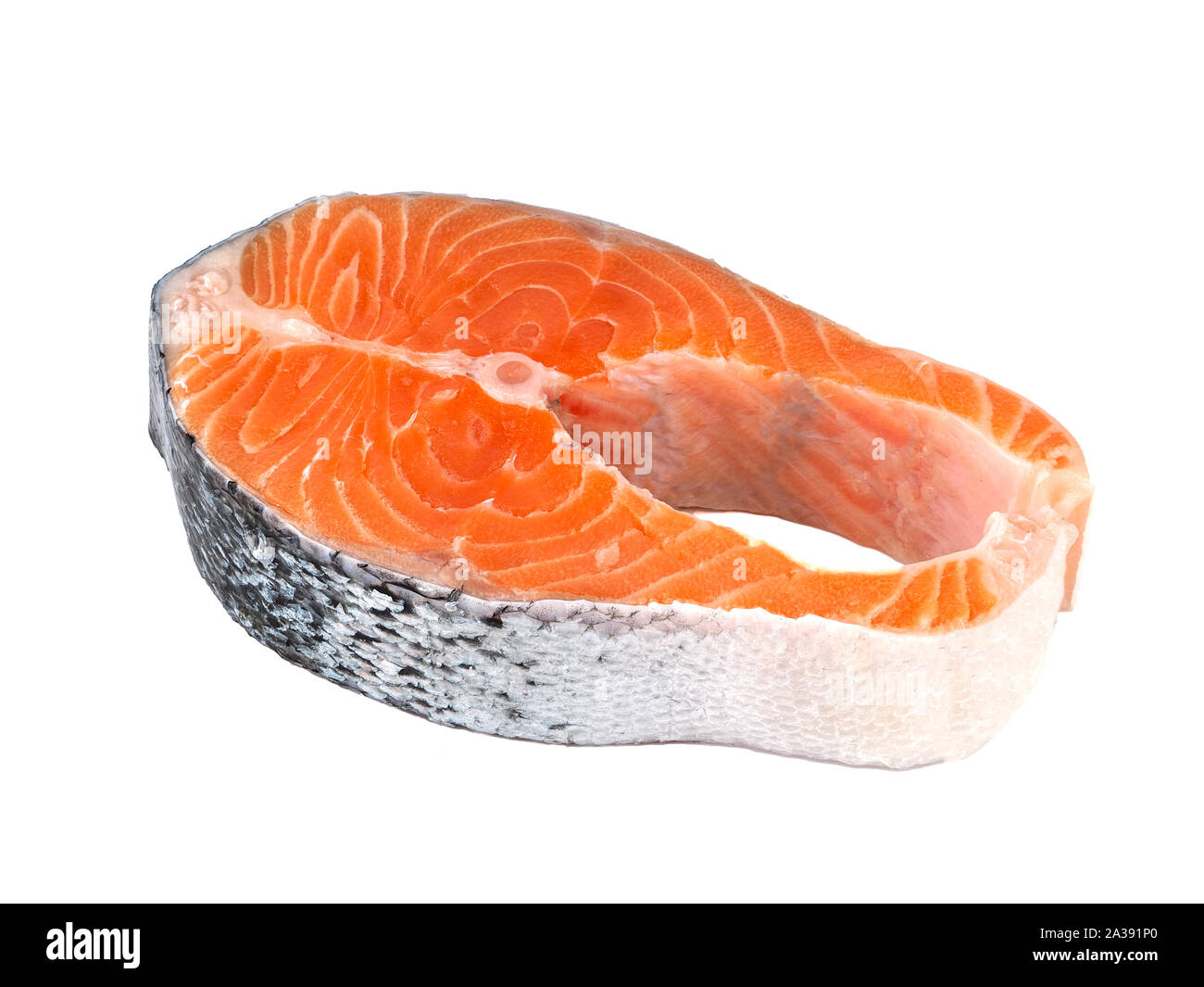 Raw salmon steak Stock Photo - Alamy