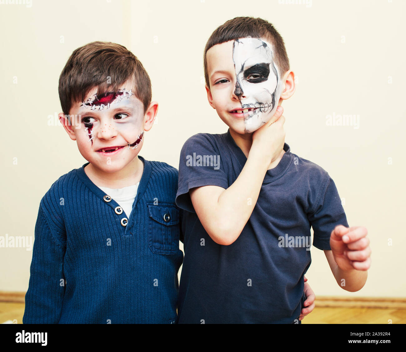 zombie apocalypse kids concept. Birthday party celebration facepaint on ...