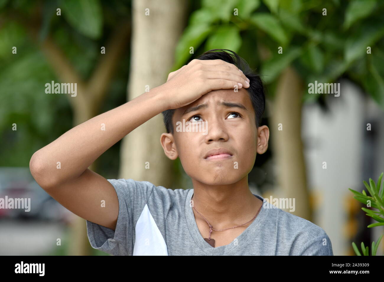 A Boy And Memory Loss Stock Photo - Alamy