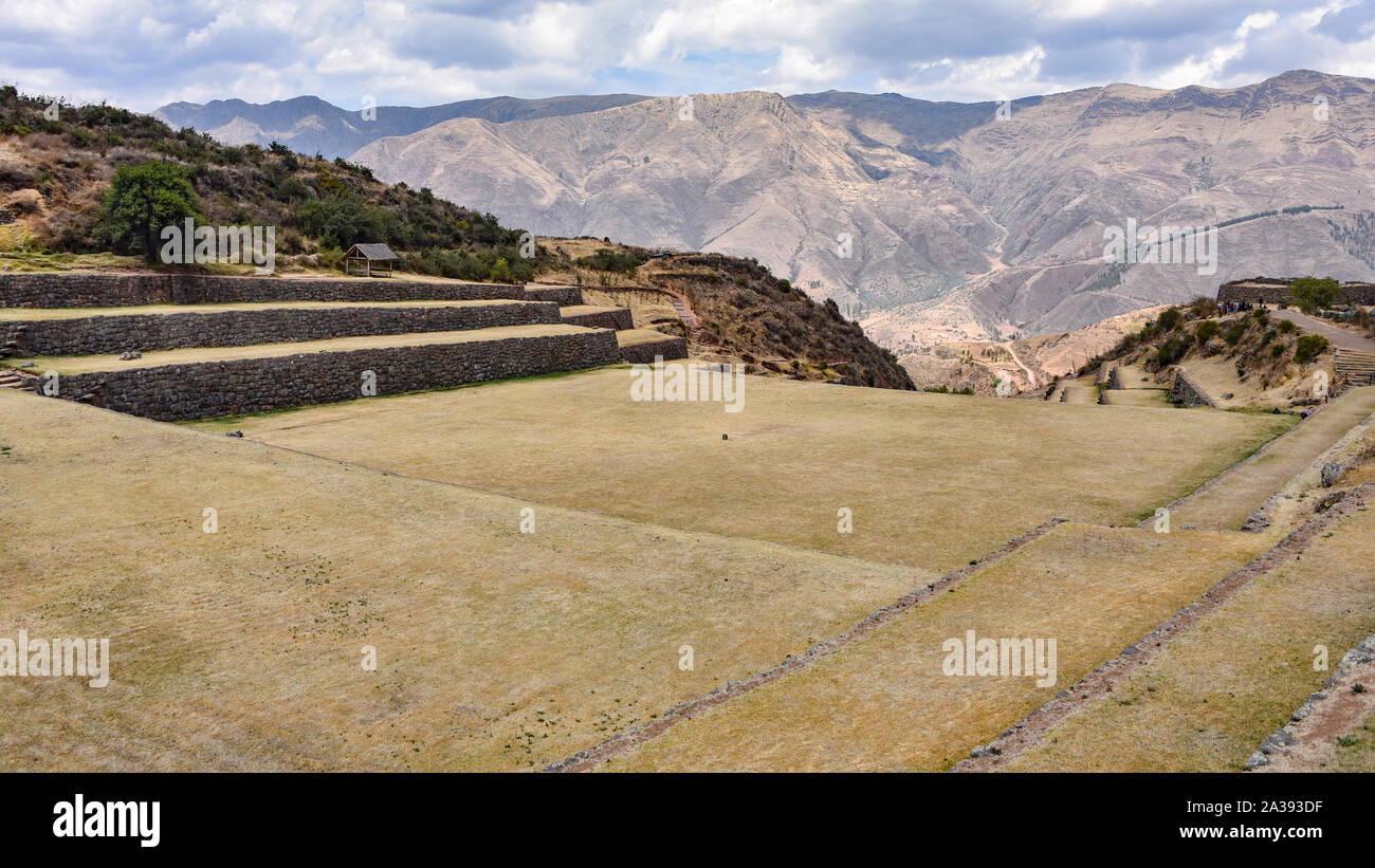 Inca stone terraces at the Tipon archaeological site, just south of ...