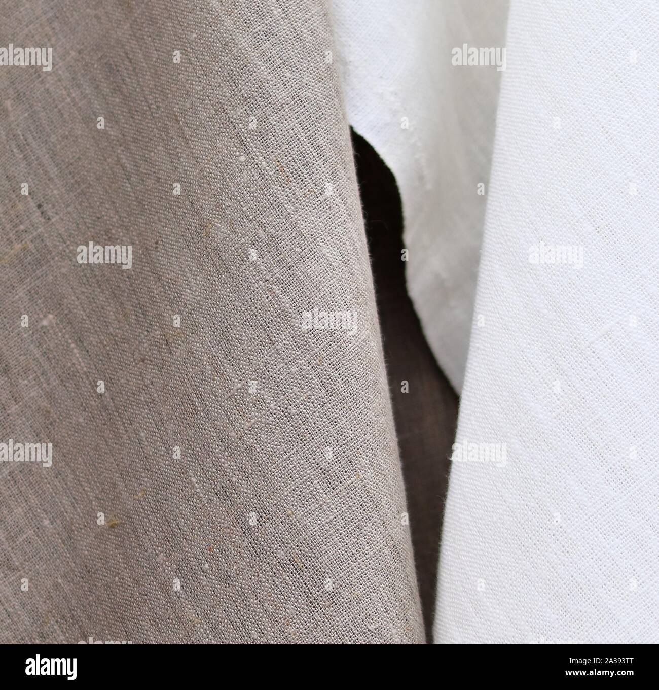 Highly detailed close up view on colorful textile and fabric textures ...