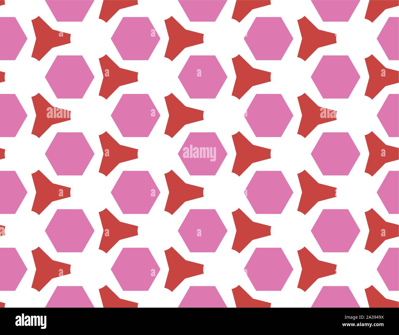 Vector seamless geometric pattern. In red and pink colors on white ...