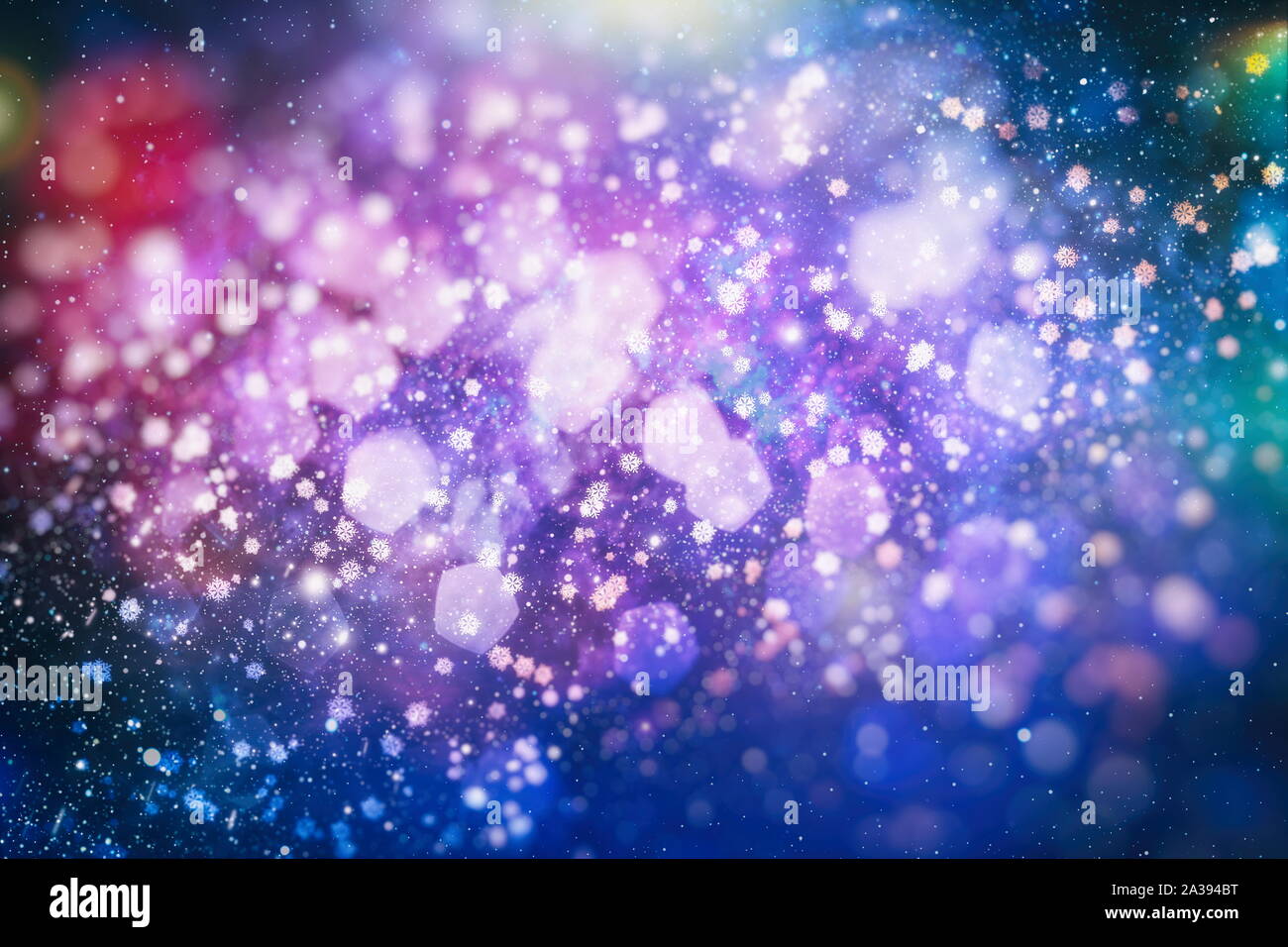Abstract glitter lights and stars. Festive blue and white color ...