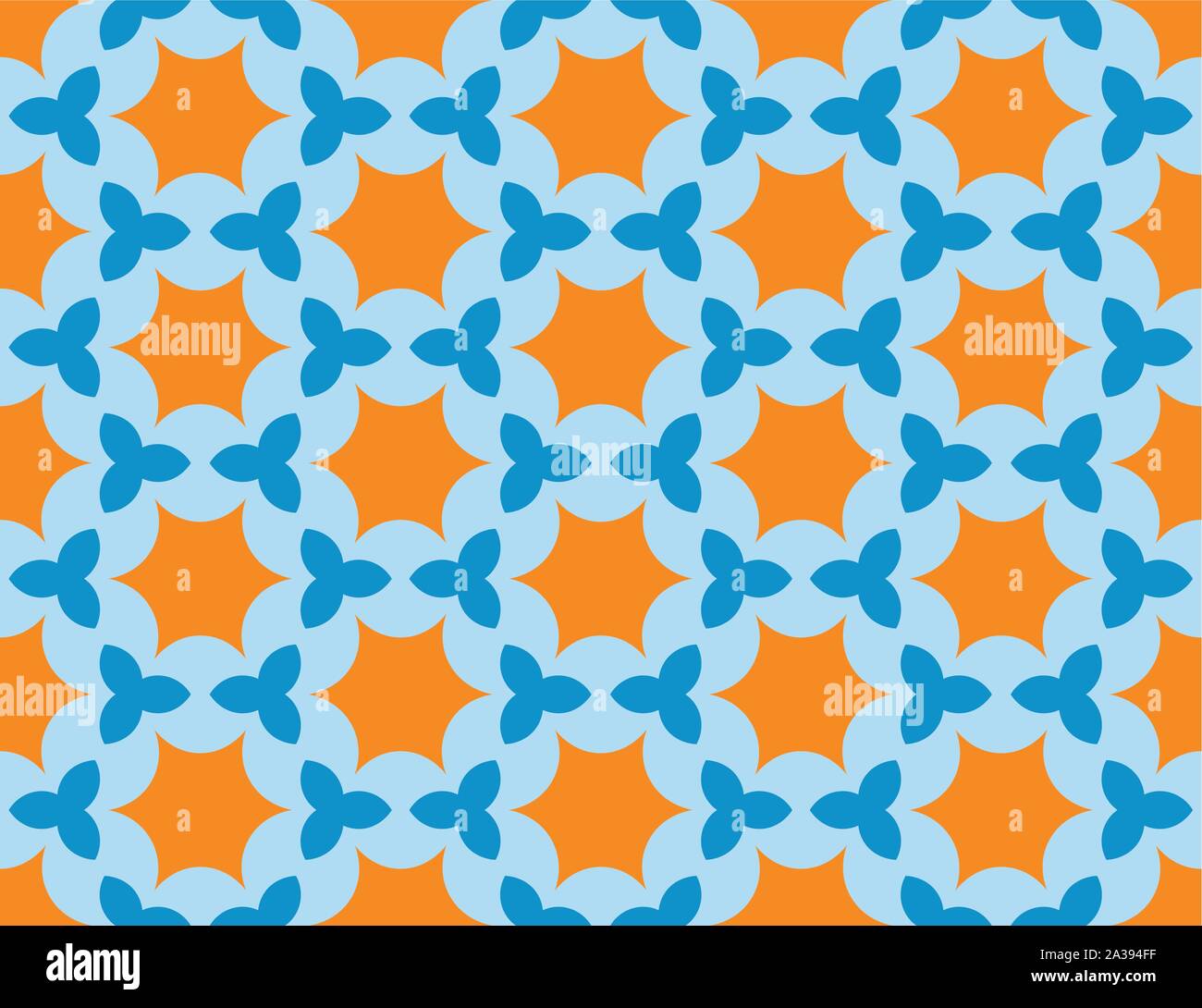 Vector seamless geometric pattern. Shaped in blue and orange color on ...