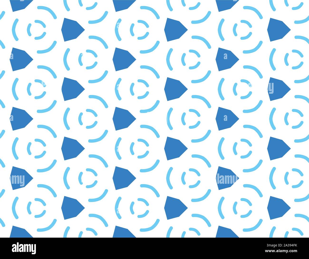 Vector seamless geometric pattern. Shaped in dark, light blue colors on ...