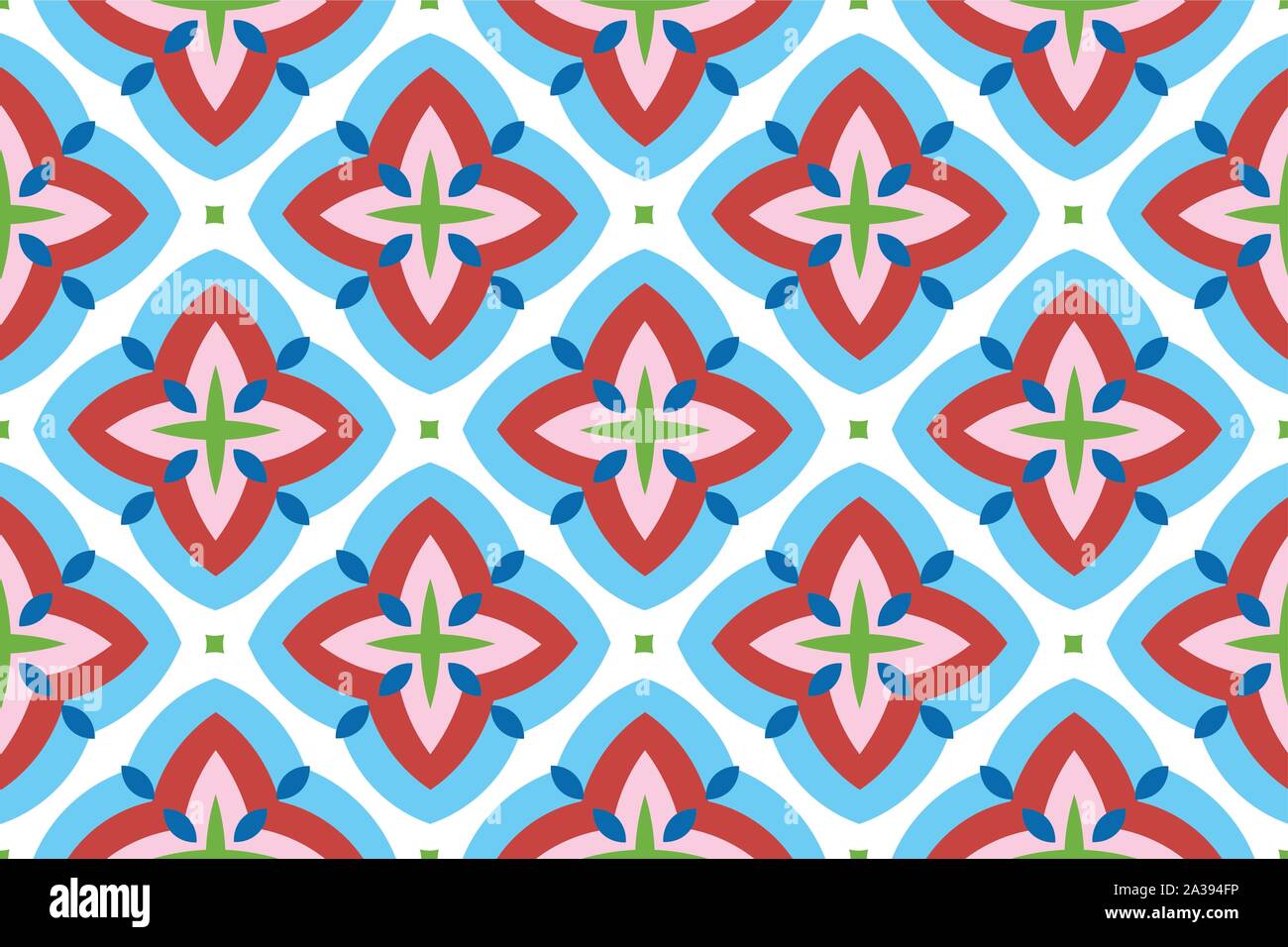 Vector seamless geometric pattern. Shaped rounded blue diamonds and ...