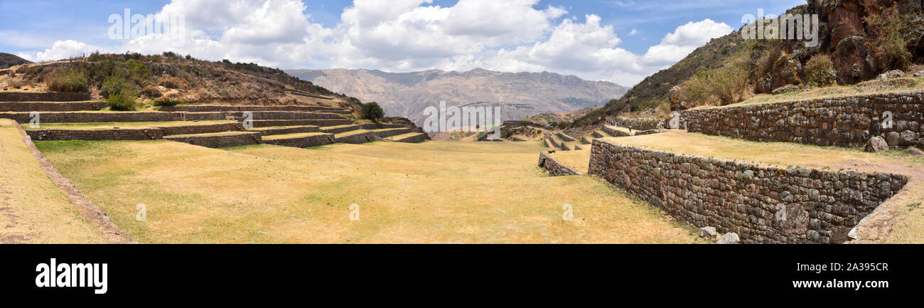 Inca stone terraces at the Tipon archaeological site, just south of ...