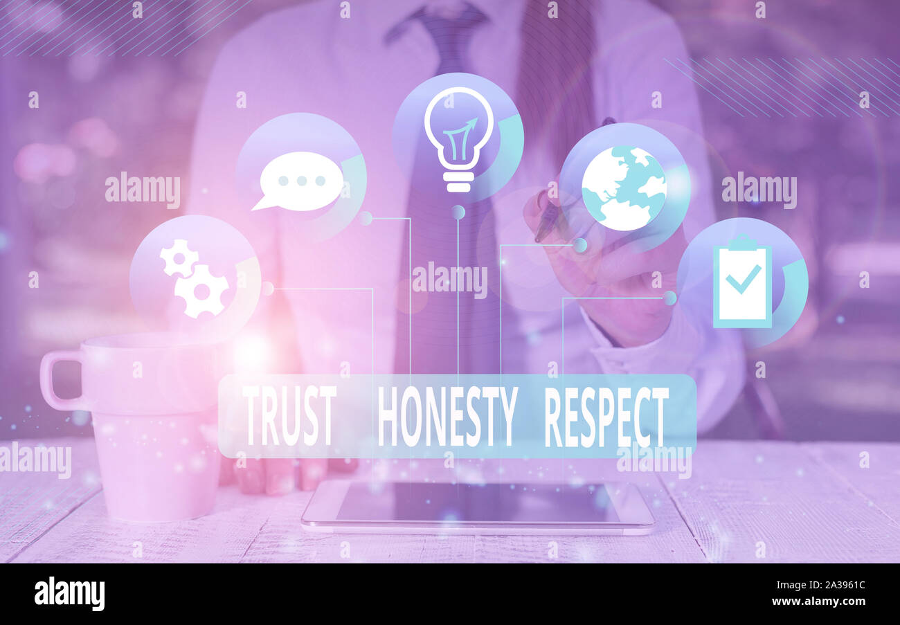 Text sign showing Trust Honesty Respect. Business photo text ...