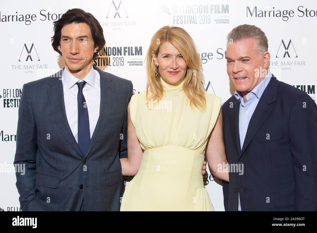 (left to right) Adam Driver, Laura Dern and Ray Liotta arriving for the ...