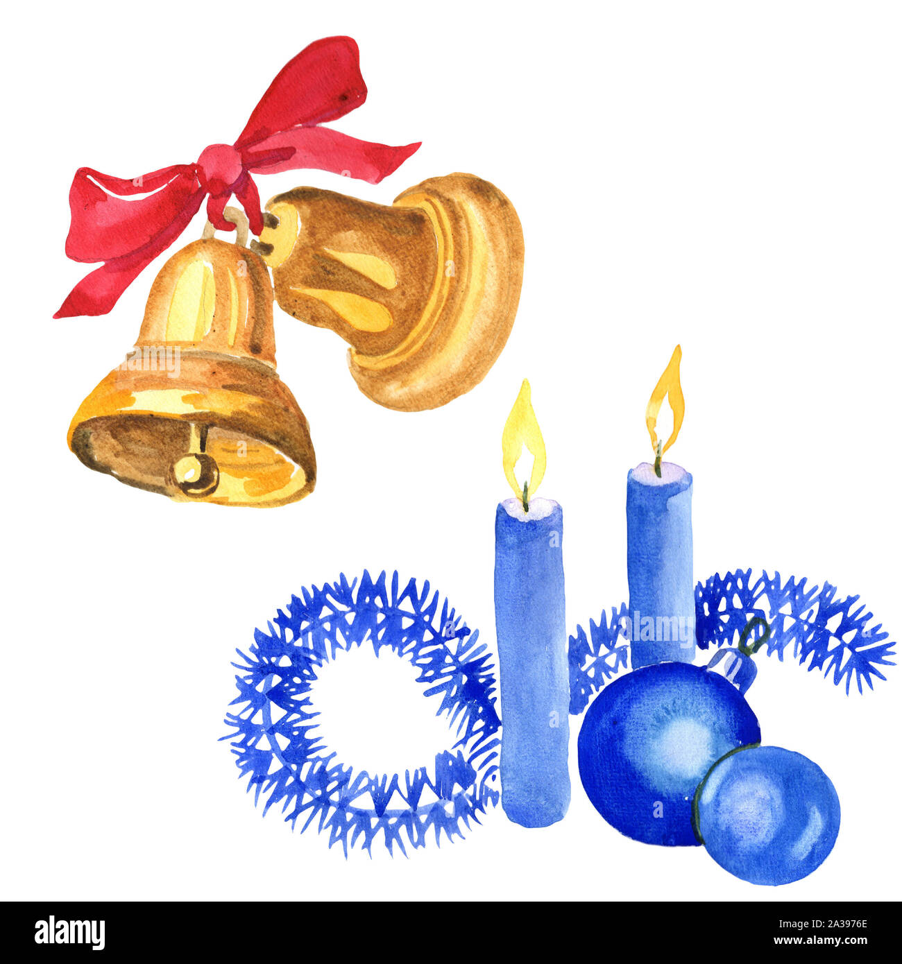 Christmas winter holiday symbol isolated. Watercolor background set ...