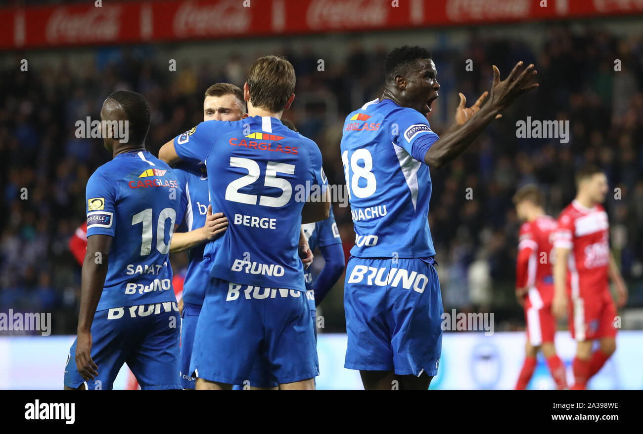 GENK, BELGIUM - OCTOBER 06: Paul Onuachu of Krc Genk celebrates during ...