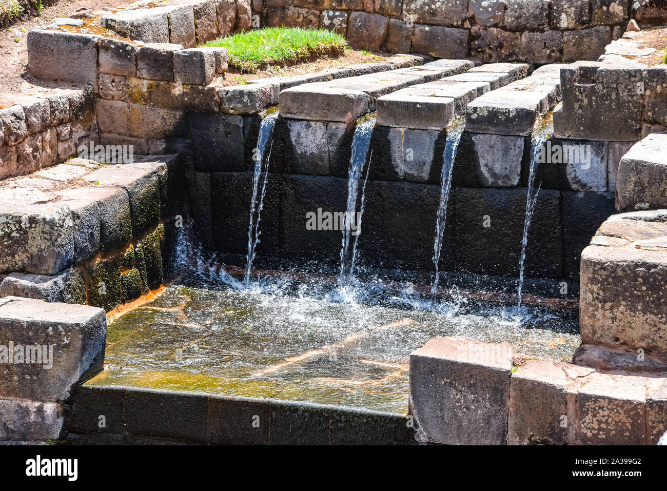 Inca water channels and fountains at the Tipon archaeological site ...
