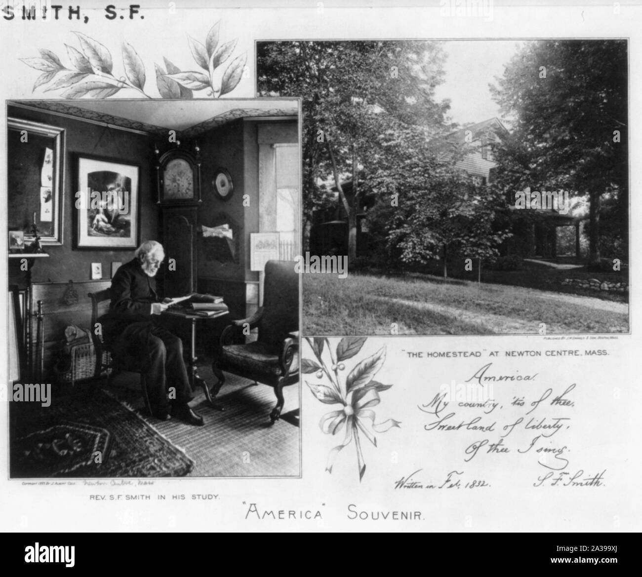 Samuel Francis Smith, 1808-1895, full-length portrait, seated at a ...