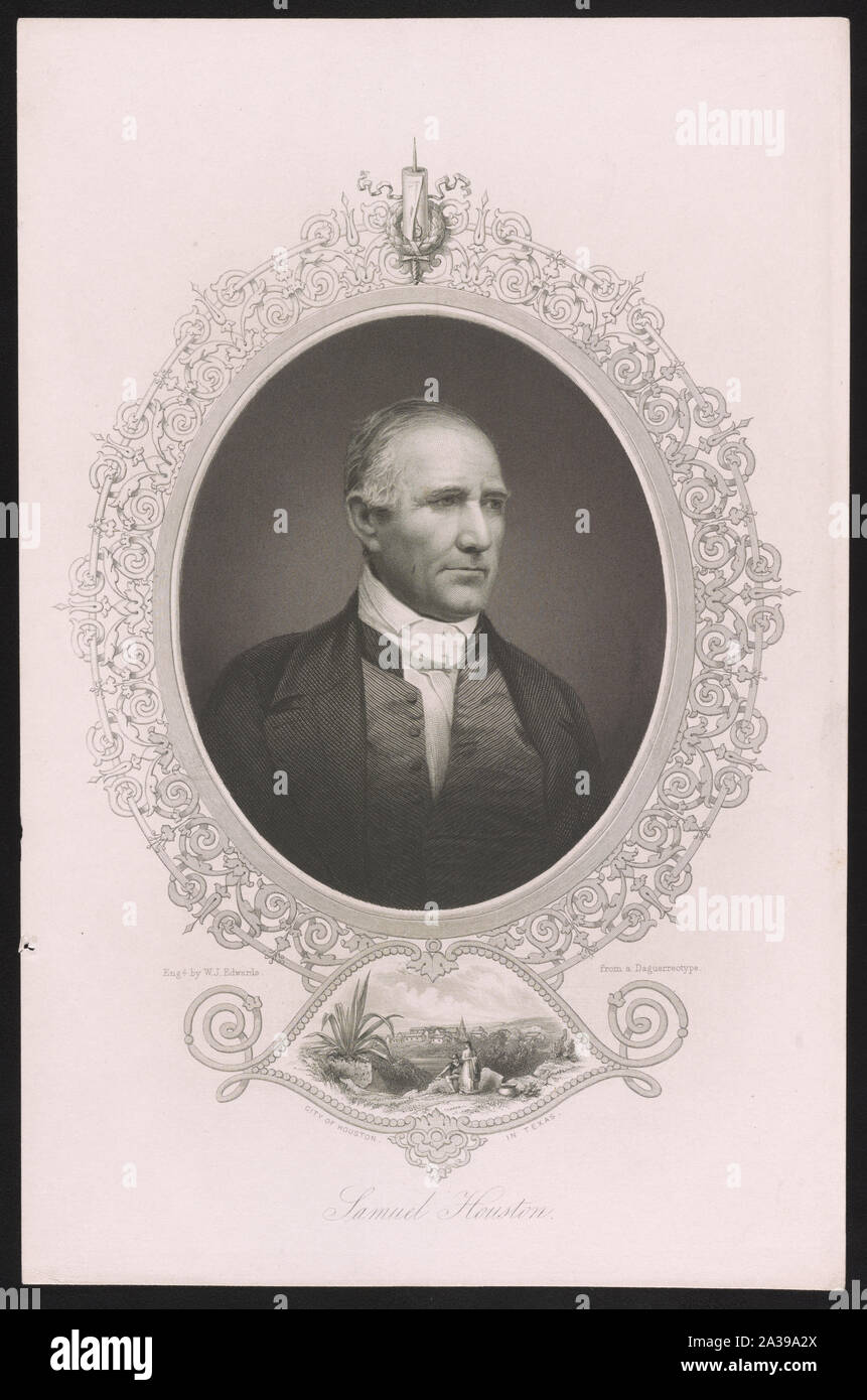 Samuel Houston / engd. by W.J. Edwards, from a daguerreotype Stock ...