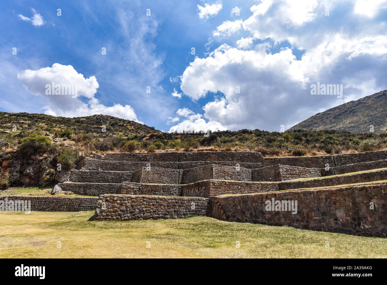 Inca stone terraces at the Tipon archaeological site, just south of ...