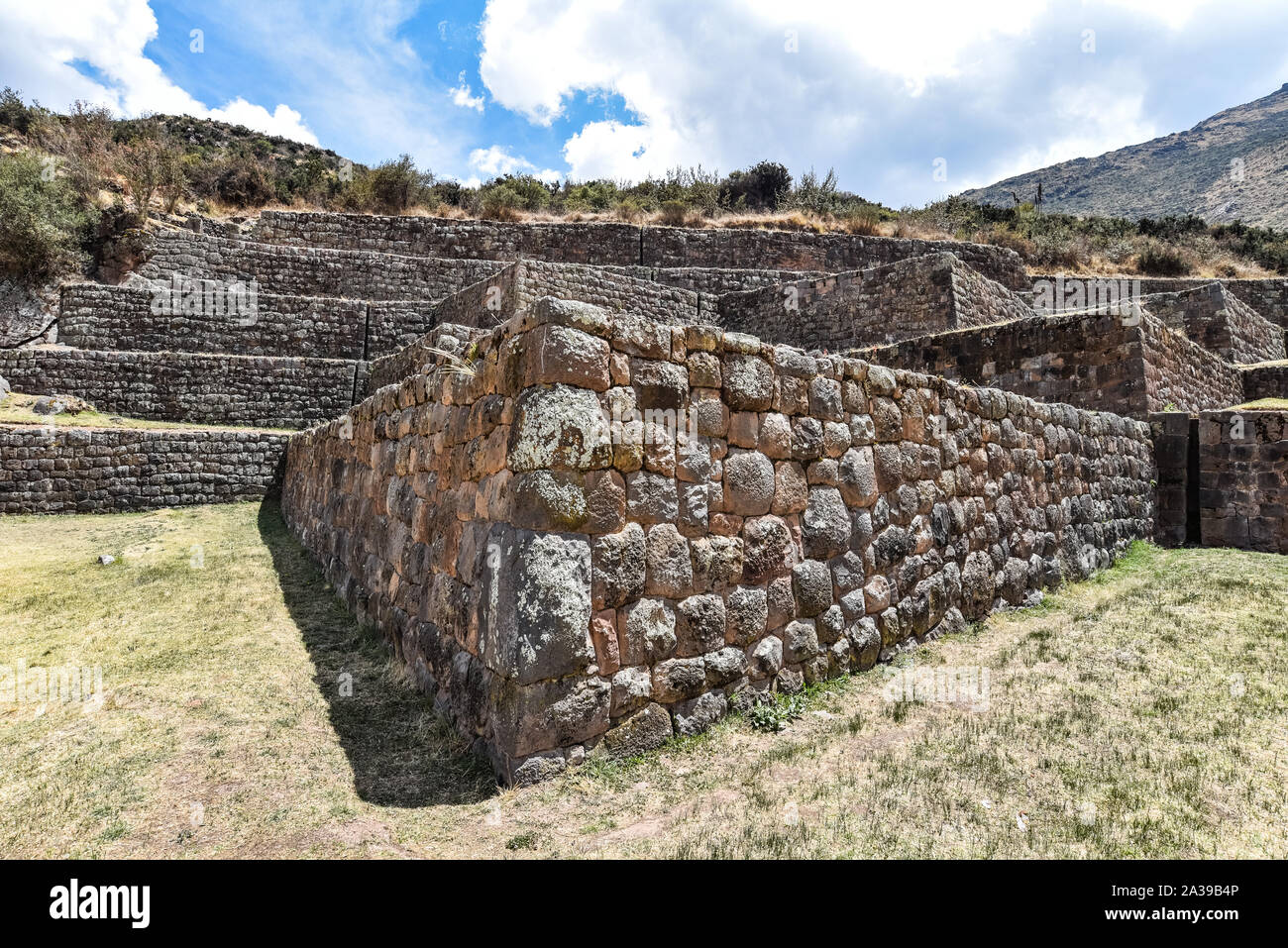 Inca stone terraces at the Tipon archaeological site, just south of ...