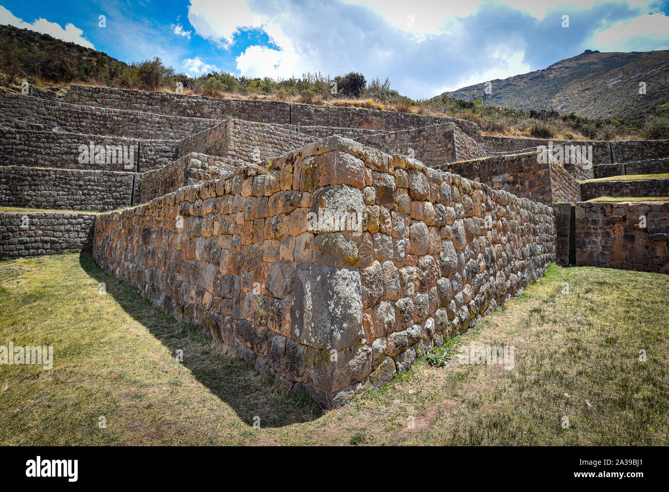 Inca stone terraces at the Tipon archaeological site, just south of ...
