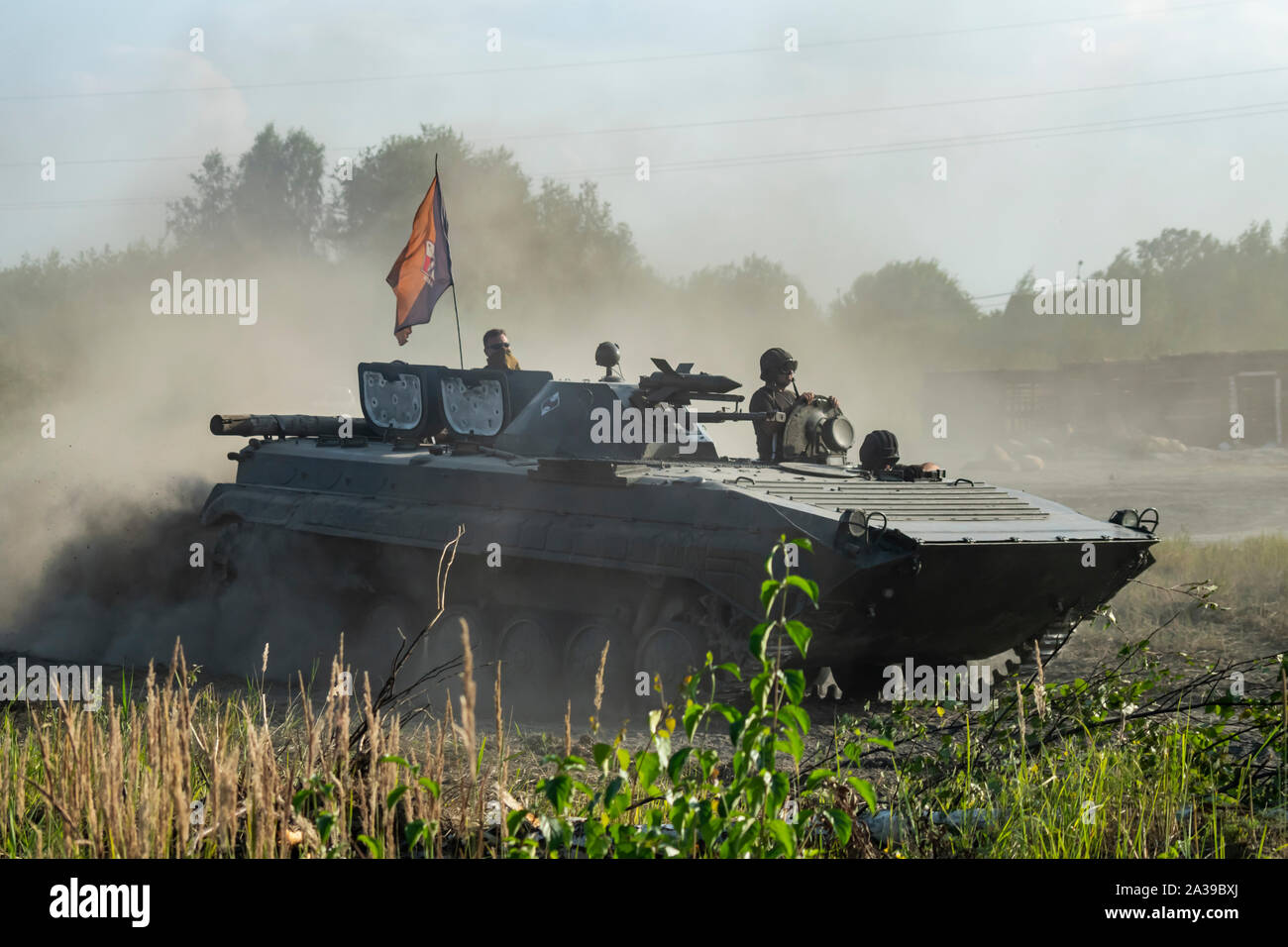 Fast ride of the Soviet BMP-1 infantry fighting vehicle during Military ...