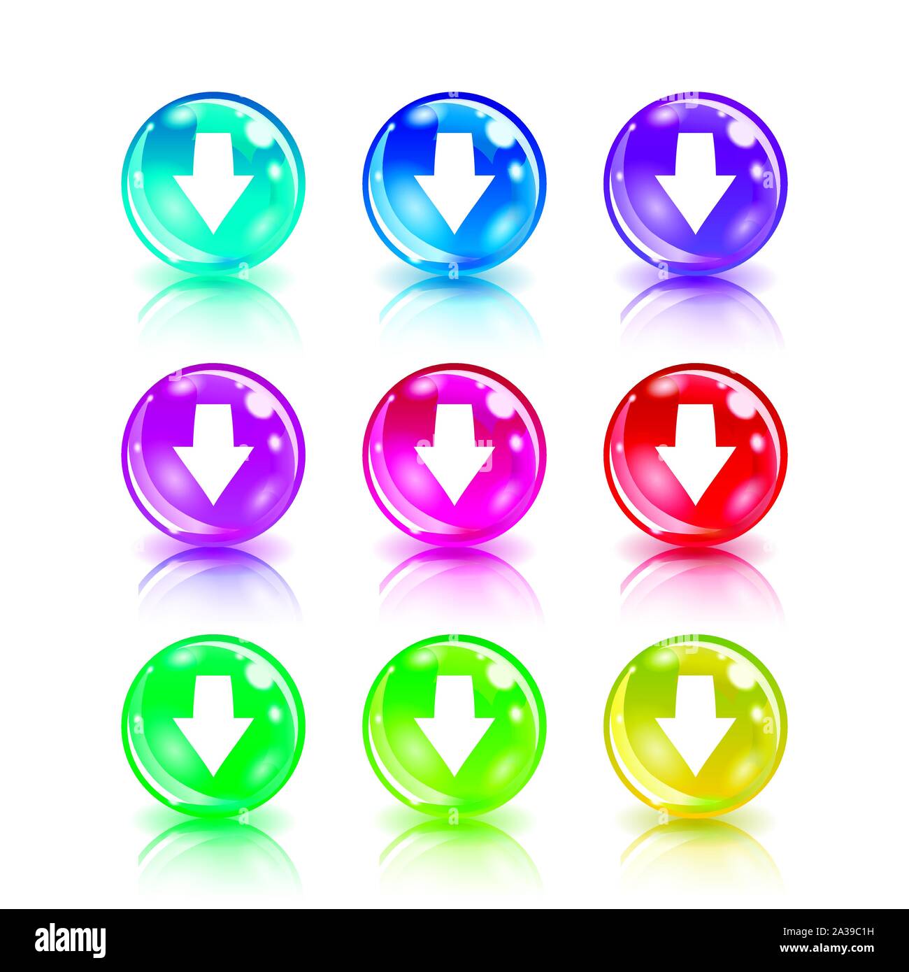 Download icon as colorful ball. Set of icons. Vector illustration Stock ...
