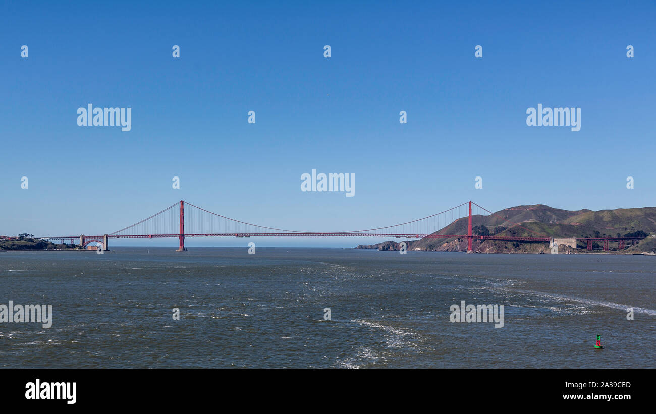 View of San Francisco Golden Gate Bridge from Alcatraz Prison Stock ...