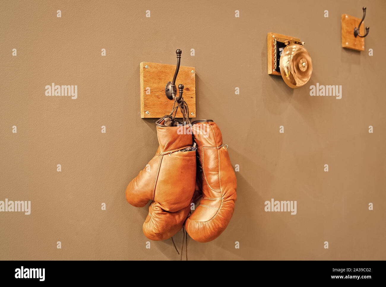 Old Boxing Gloves Leather Punching High Resolution Stock Photography ...