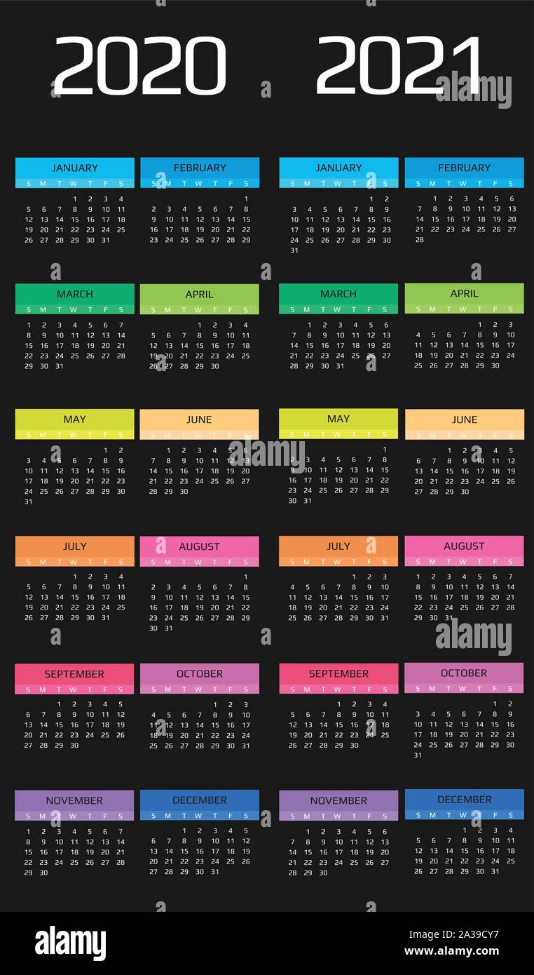 Calendar 2020 and 2021 template. 12 Months. include holiday event Stock ...