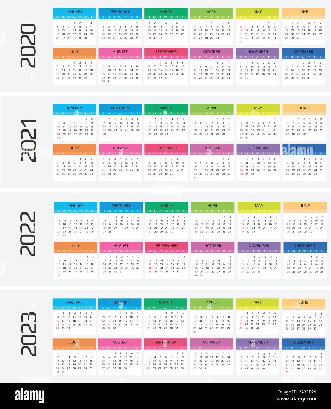 Calendar 2020 and 2021 template. 12 Months. include holiday event Stock ...