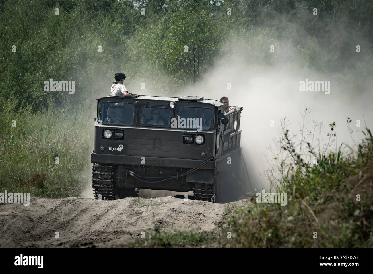 Fast ride of the Artillery tractor ATS-59G (ATG - Artilleriyskiy ...