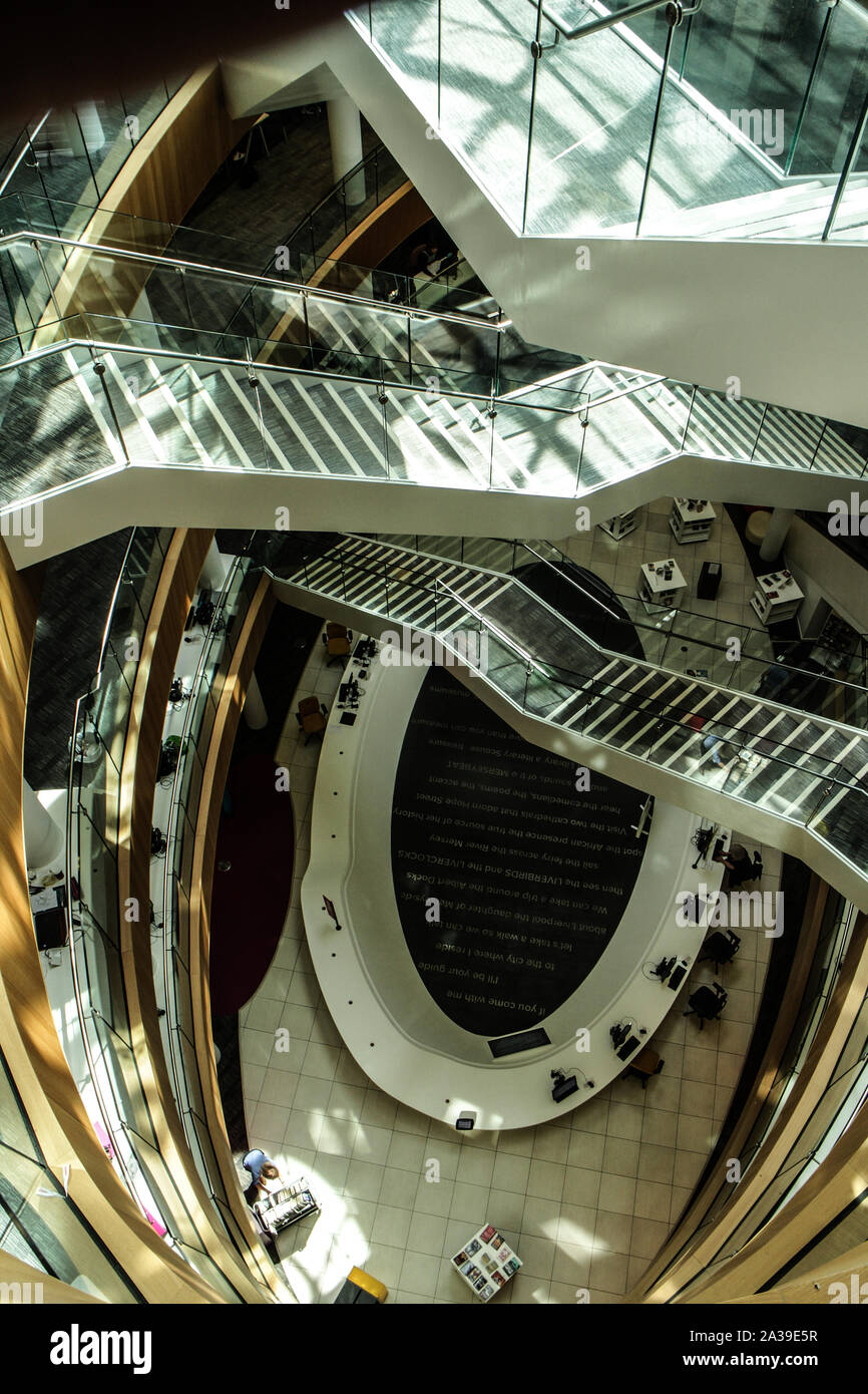 Staircases in Atrium of Liverpool Central Library Stock Photo - Alamy