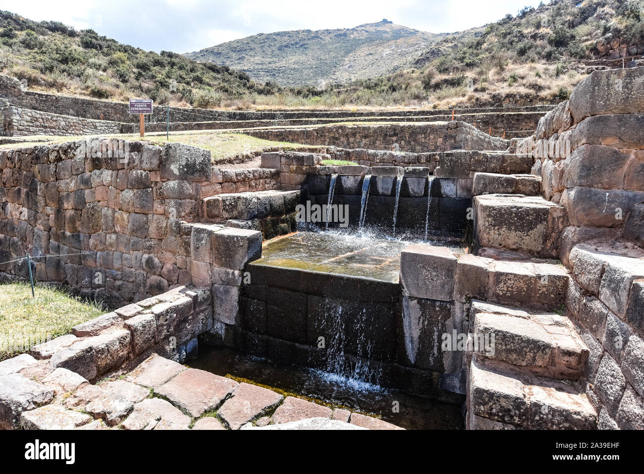 Inca water channels and fountains at the Tipon archaeological site ...
