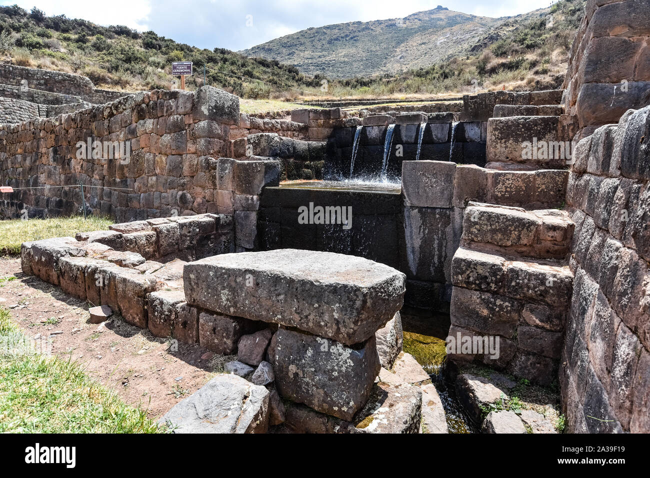 Inca water channels and fountains at the Tipon archaeological site ...