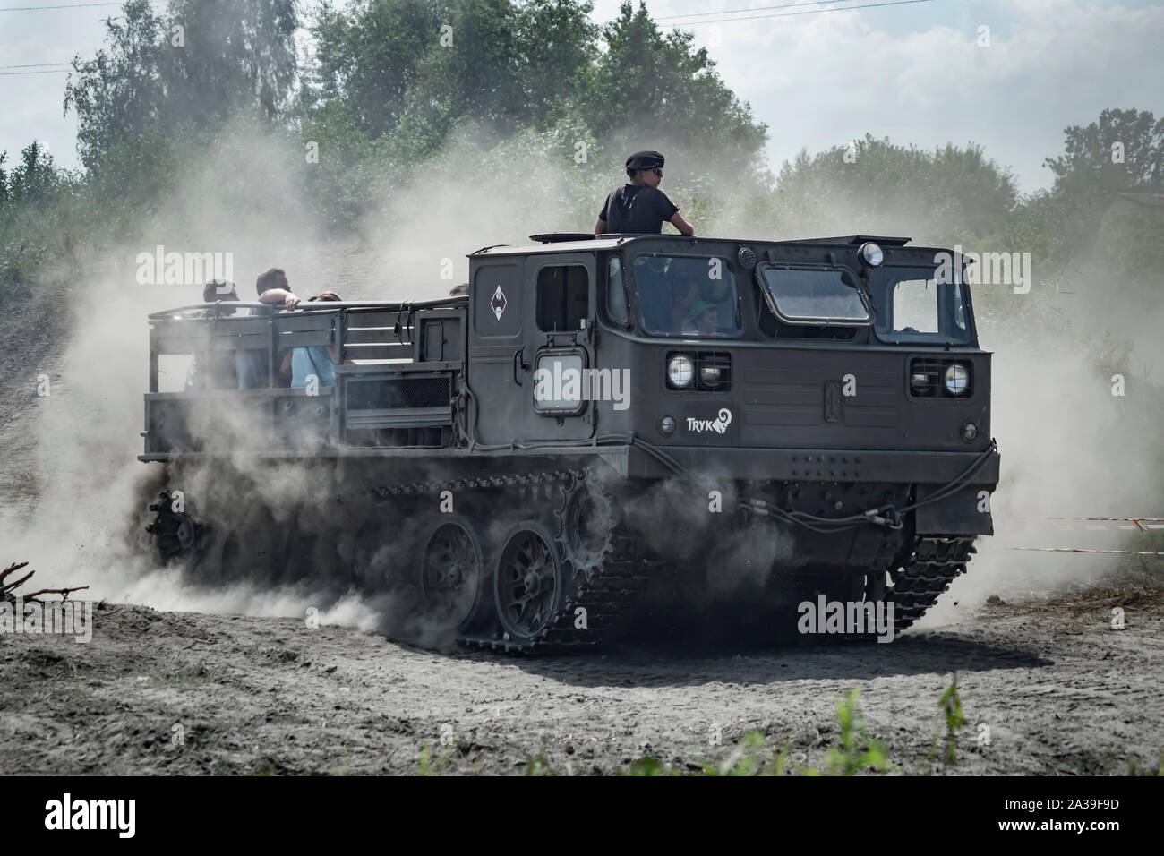 Fast ride of the Artillery tractor ATS-59G (ATG - Artilleriyskiy ...
