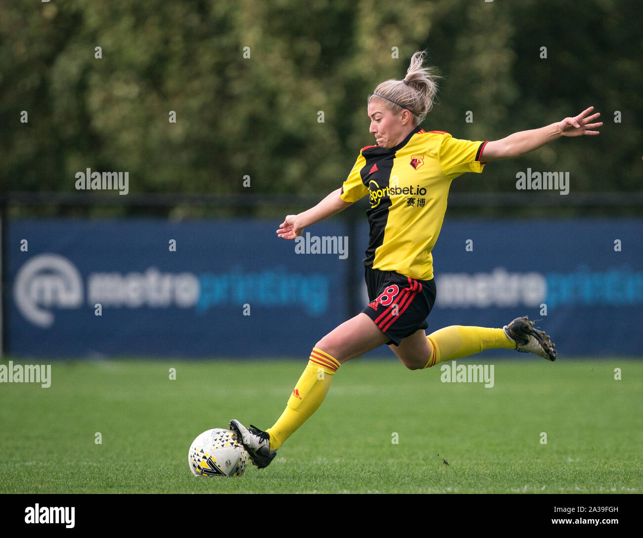 Hempstead Road, UK. 06th Oct, 2019. Danielle Scanlon of Watford FC ...