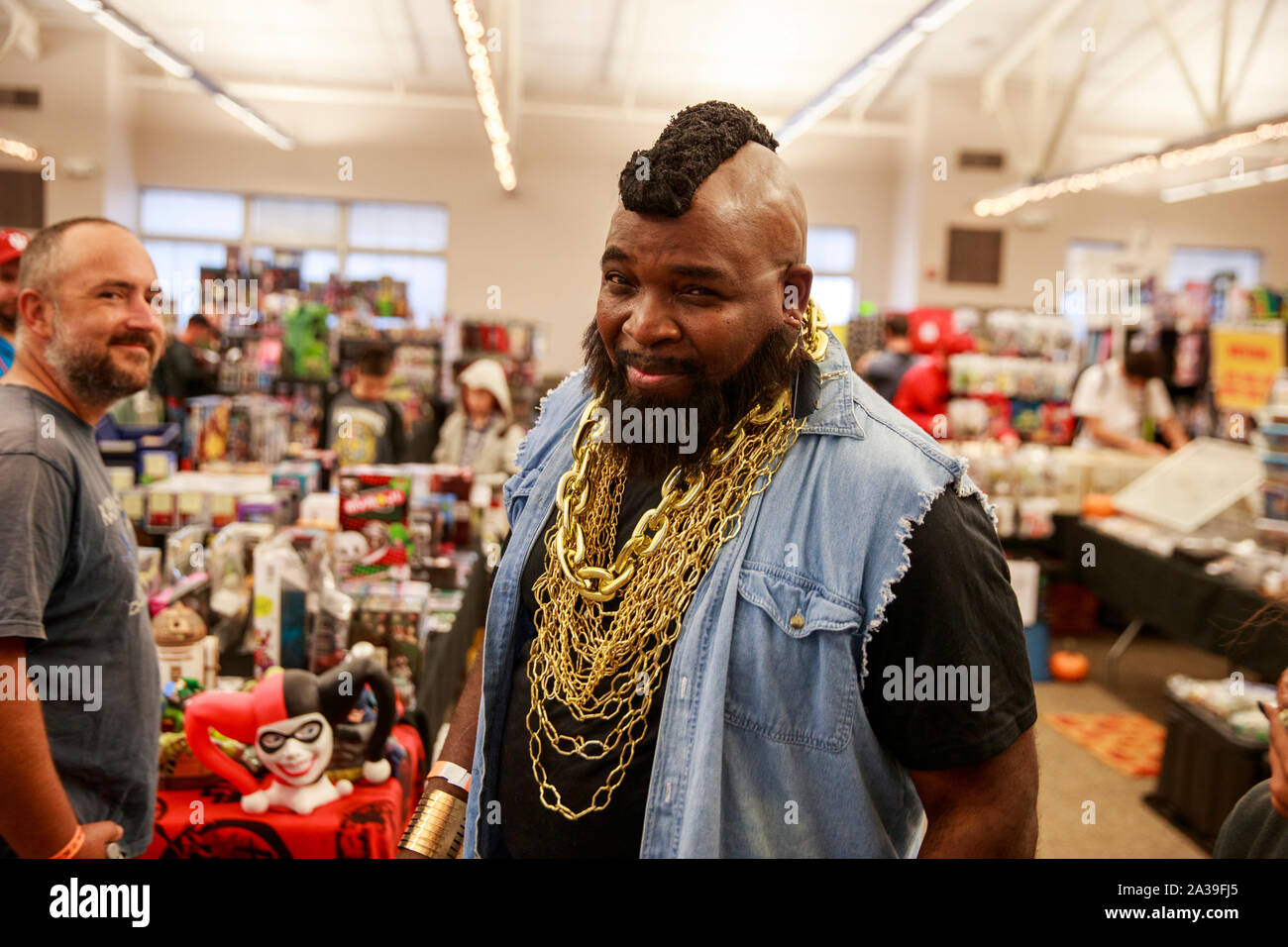 A man is dressed up as Mr. T who played B. A. Baracus in the popular ...