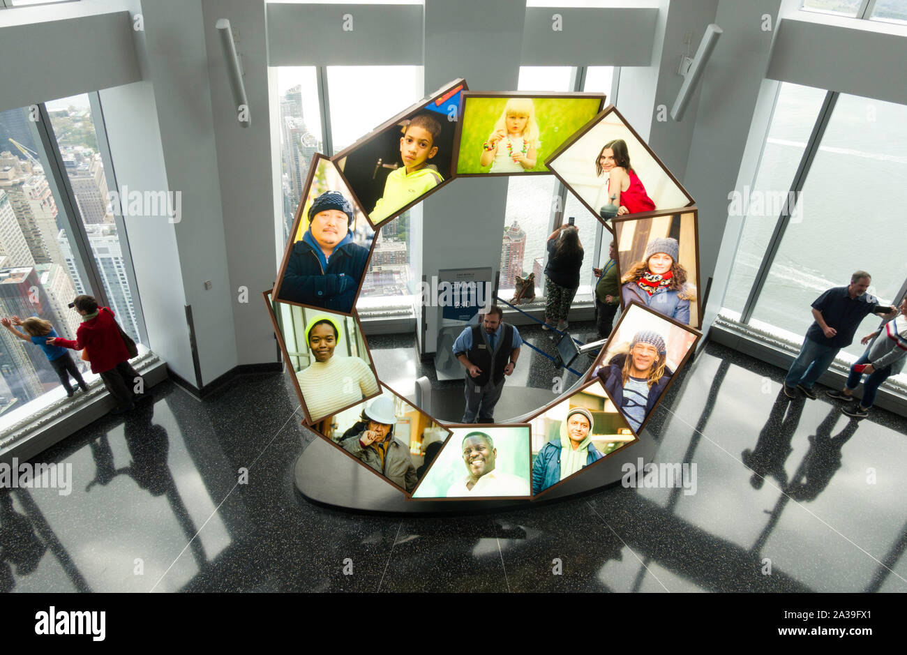 Visitors Viewing New York City in the One World Observatory Atop One ...