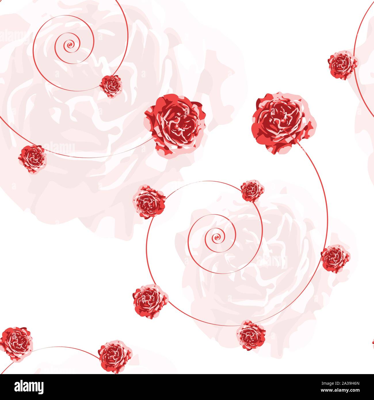 seamless pattern with red roses vector and abstract shapes Stock Vector ...
