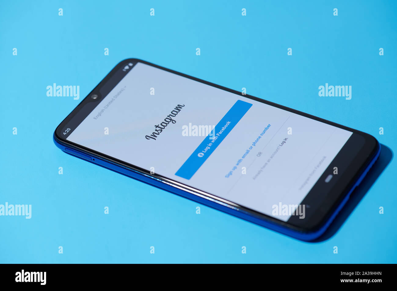New york, USA - september 28, 2019:Instagram login mobile menu ...