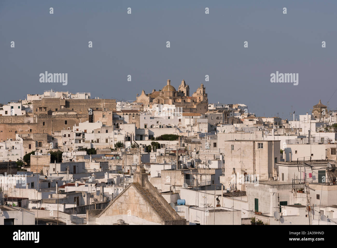 View of the old hilltop Town of Ostuni, known as the White City (Citta ...