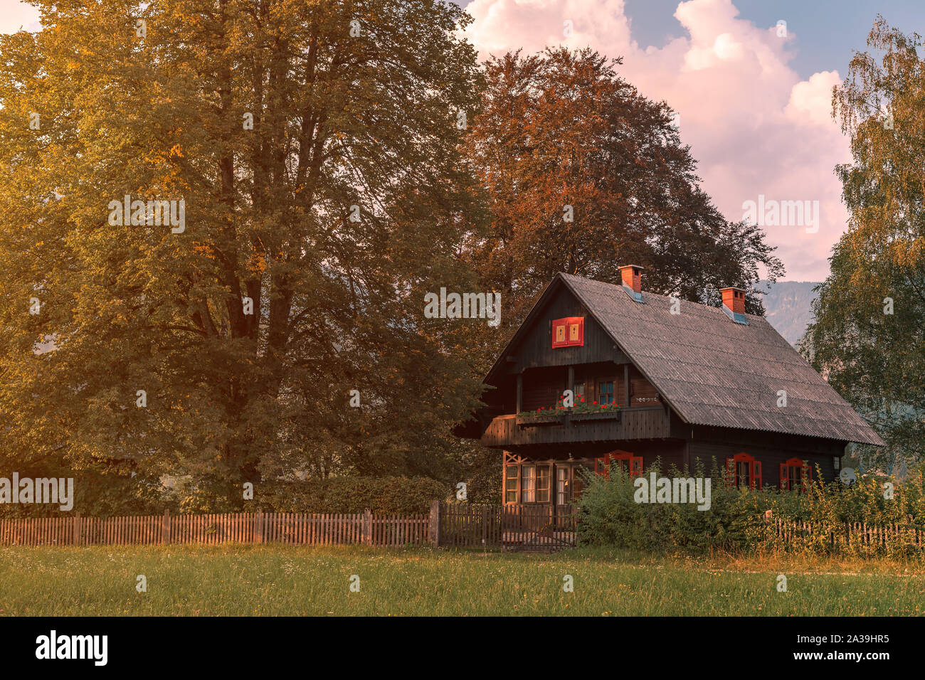 Traditional wooden alpine house hi-res stock photography and images - Alamy