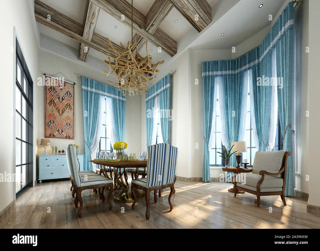 3d render of neo classic living room Stock Photo - Alamy