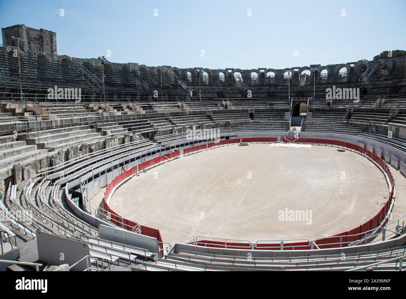Arles, France. 29 August, 2019. The Roman amphitheatre (Arènes d'Arles ...