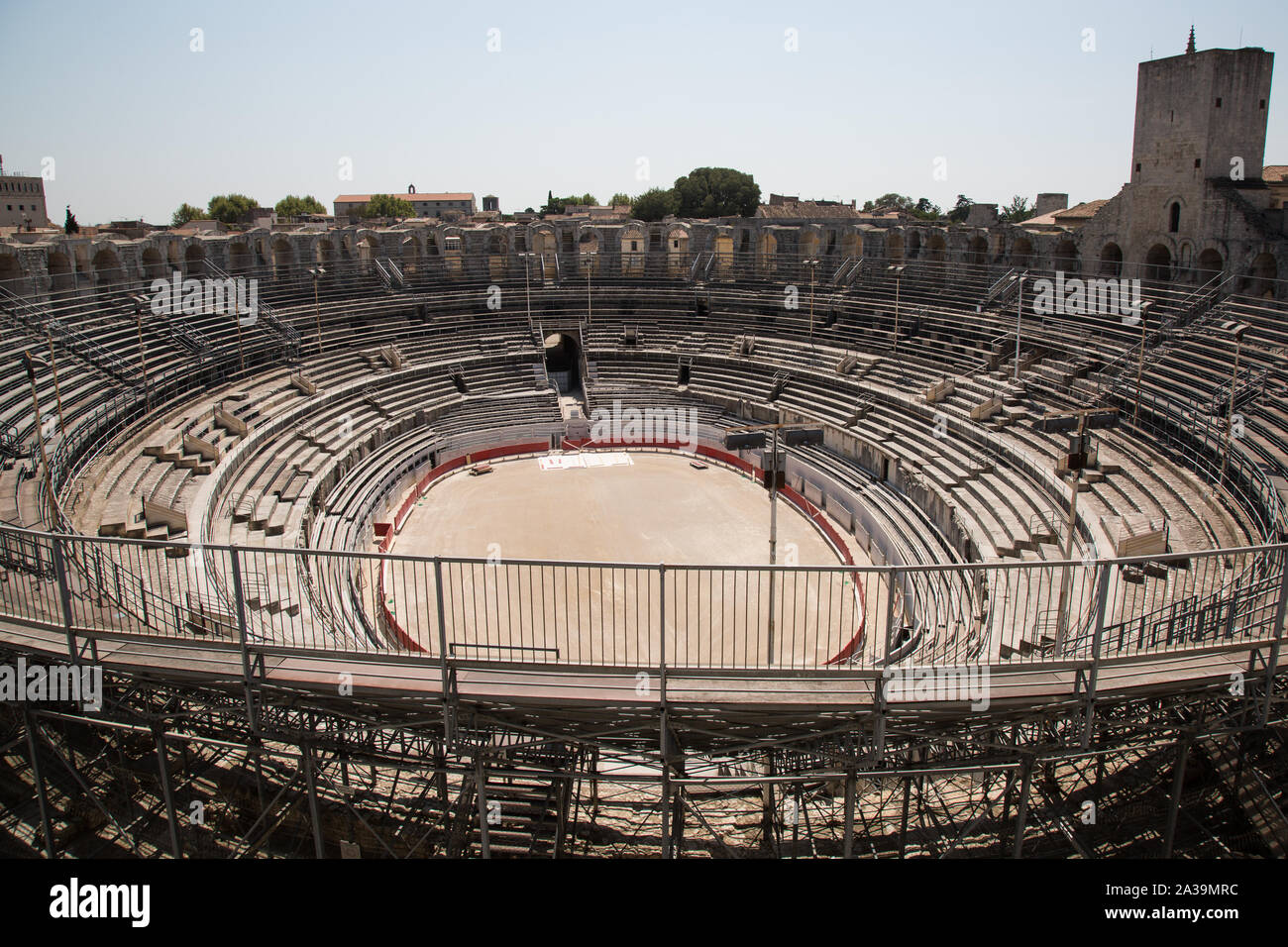 Arles, France. 29 August, 2019. The Roman amphitheatre (Arènes d'Arles ...