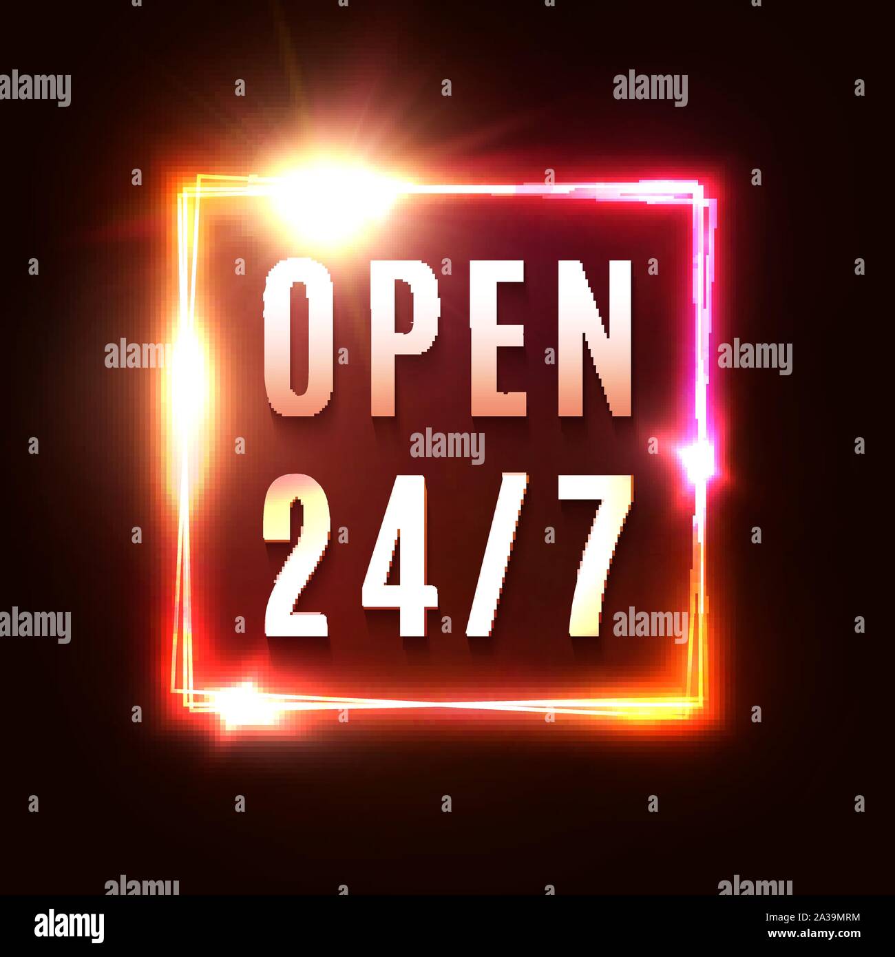 Open 24 7. 1980 style night club bar neon sign Stock Vector Image & Art ...