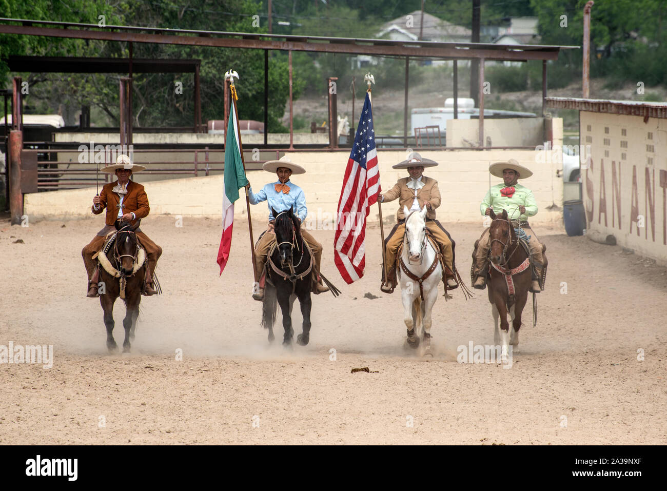 Scene from a Mexican-style rodeo, or Charreria, at A Day in Old Mexico ...