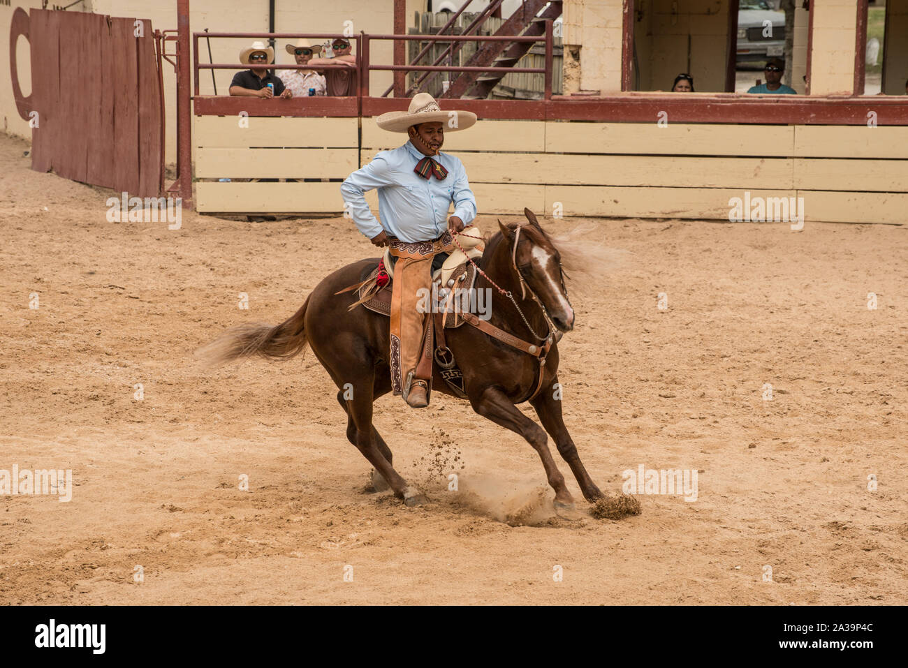 Scene from a Mexican-style rodeo, or Charreria, at A Day in Old Mexico ...